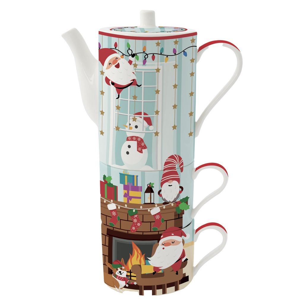 Coffret théière 50cl + 2 tasses déjeuner 24cl SANTA FIRE Easylife - Ambiance & Styles